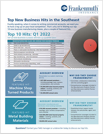 Top New Business Hit List for Southeast Region - Frankenmuth Insurance