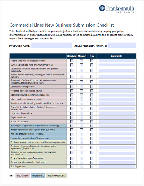 New Year, New Efficiencies for New Business Submissions - Frankenmuth ...
